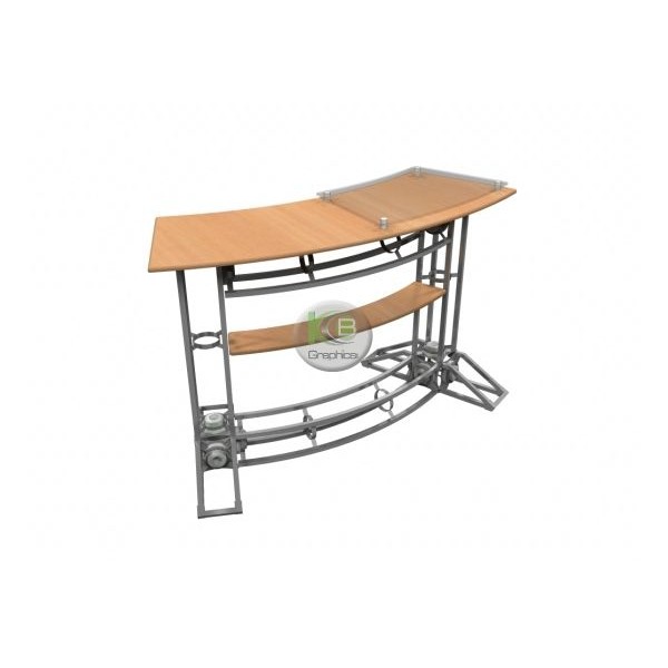 Truss Counter, Curve with Plex Stand-off and Lower Shelf