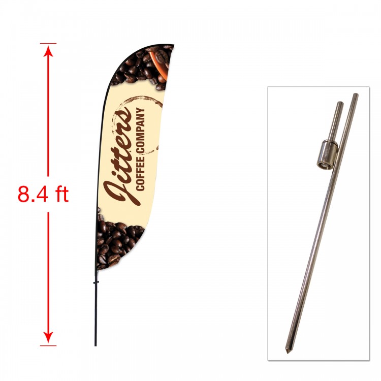 Small Outdoor Feather Advertising Flag with Ground Stake