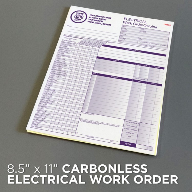 Electricians Work Order Invoice in Toronto