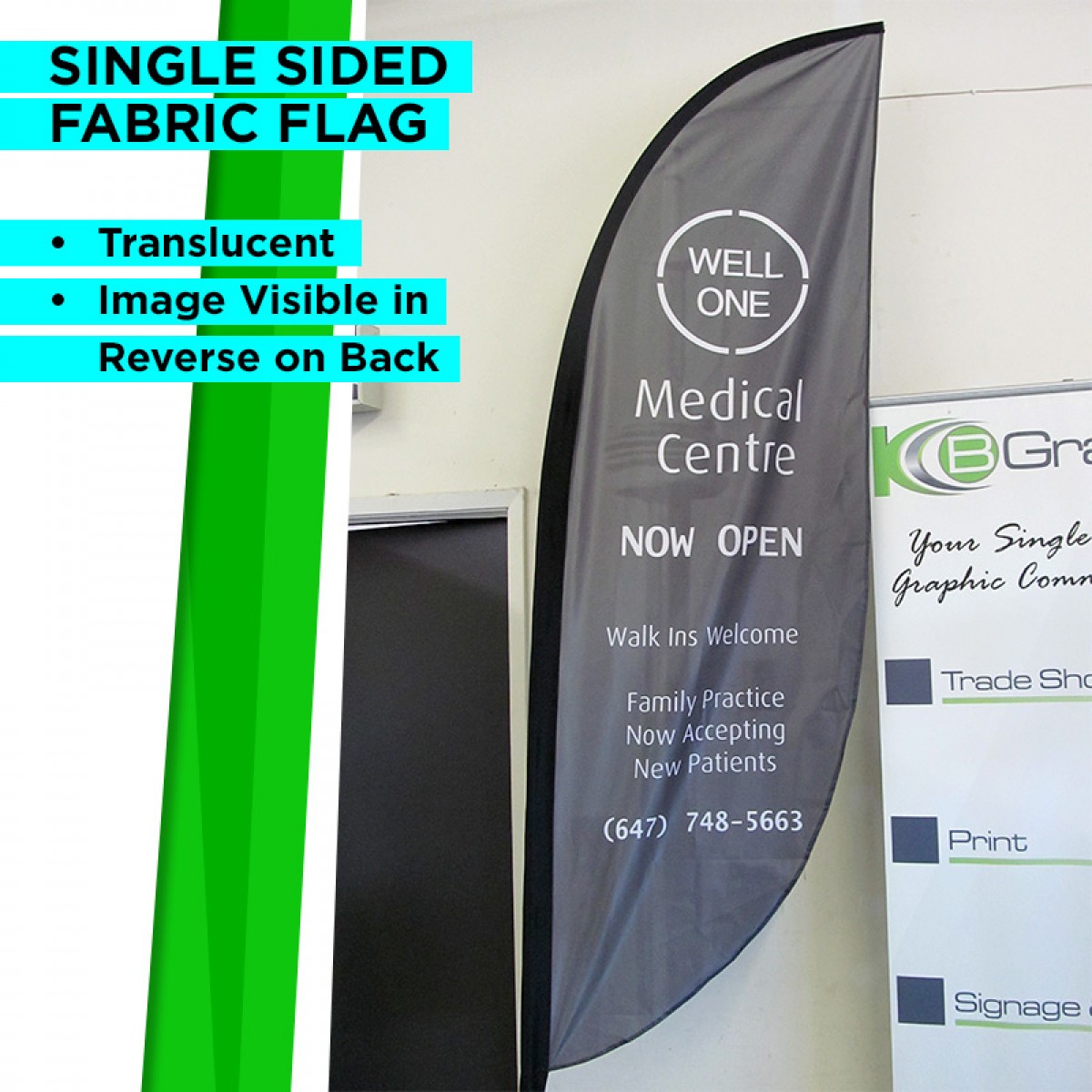 Small Outdoor Straight Advertising Flag with Ground Stake