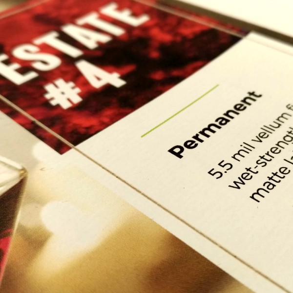 Custom Rectangle Wet Strength Premium Estate Paper Labels, S1-WETSP-R10